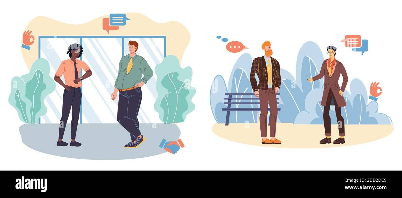 Flat cartoon characters set vector illustration concept Stock Vector ...