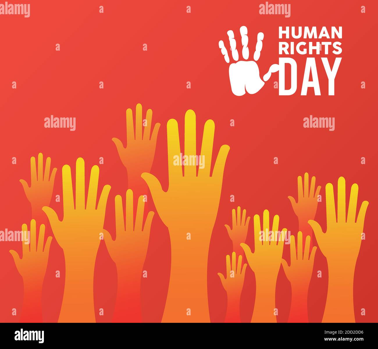 human rights day poster with hands up silhouette vector illustration ...
