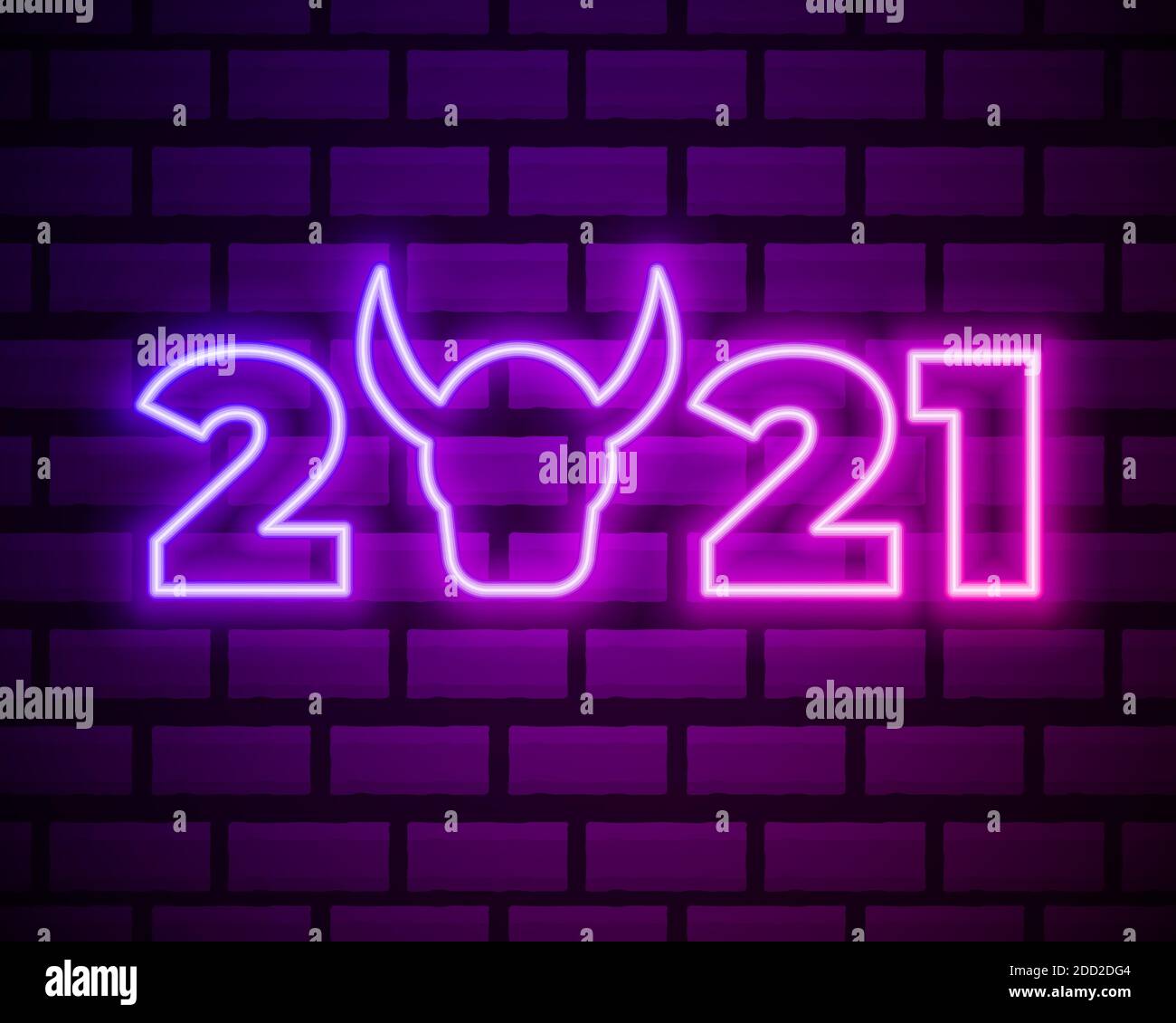 2021 Neon Text. 2021 New Year Design template. Light Banner. Vector ...