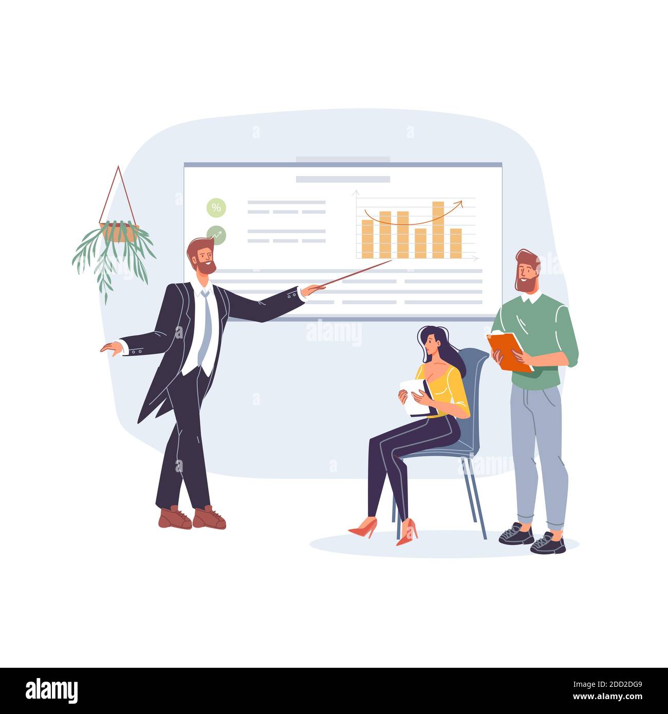 Cartoon flat characters workers,employees,freelancers listening to ...