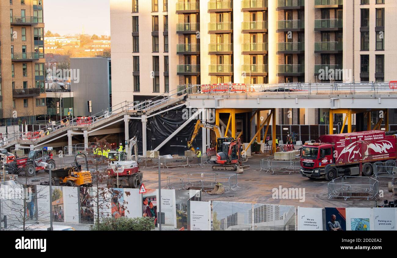 Wembley Stadium, UK. 23rd Nov, 2020. Building works are carried out at ...