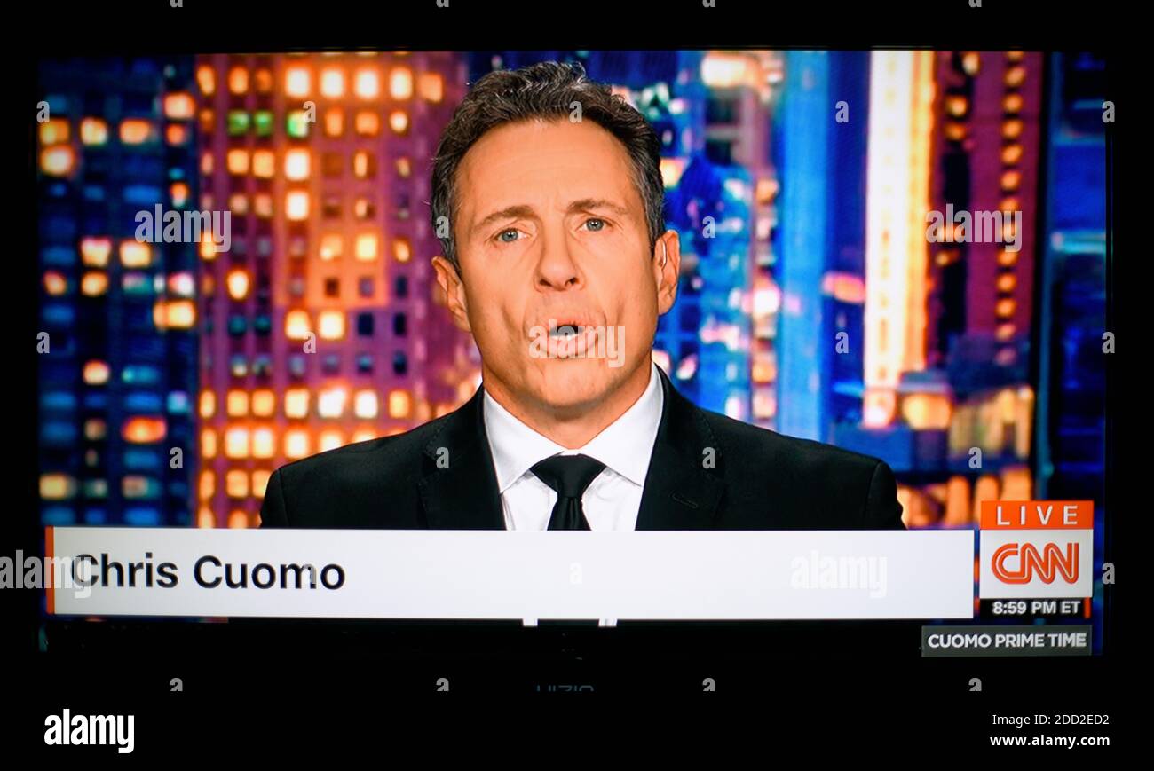 A television screenshot of CNN program host Chris Cuomo Stock Photo - Alamy