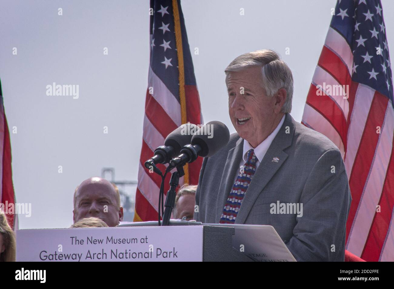 Saint Louis, MO--July 3, 2018; Missouri Governor Mike Parsons stands at ...
