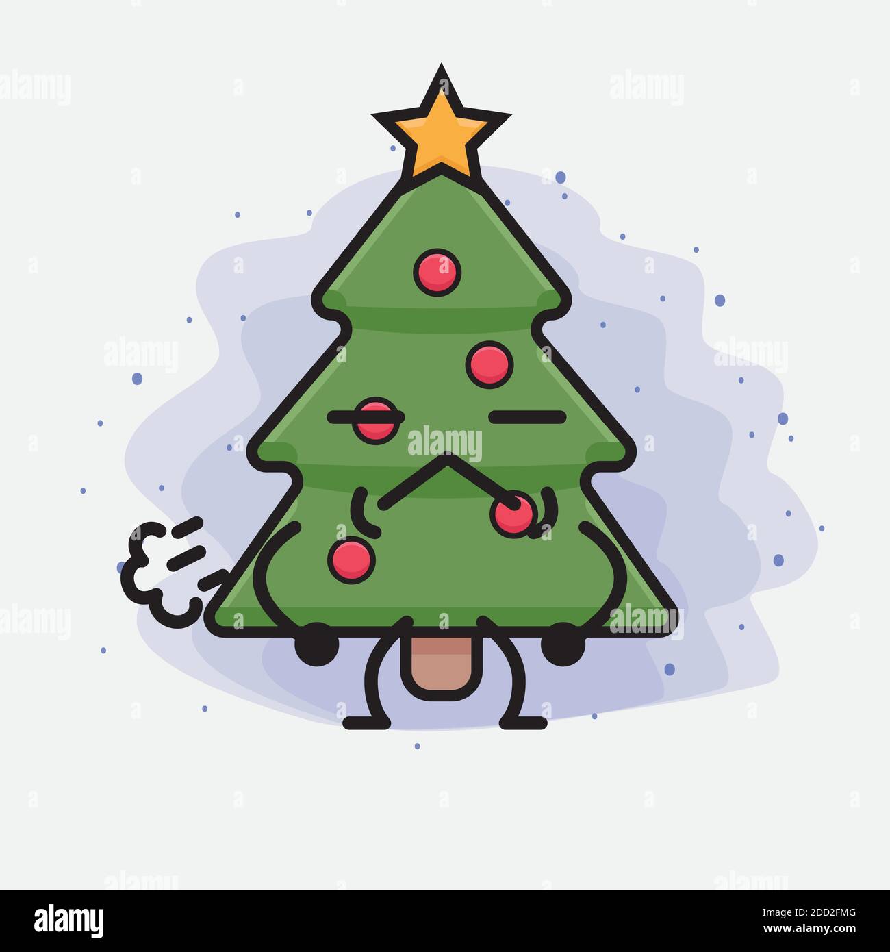 Christmas Tree Cute Icon Character Illustration Stock Vector Image ...
