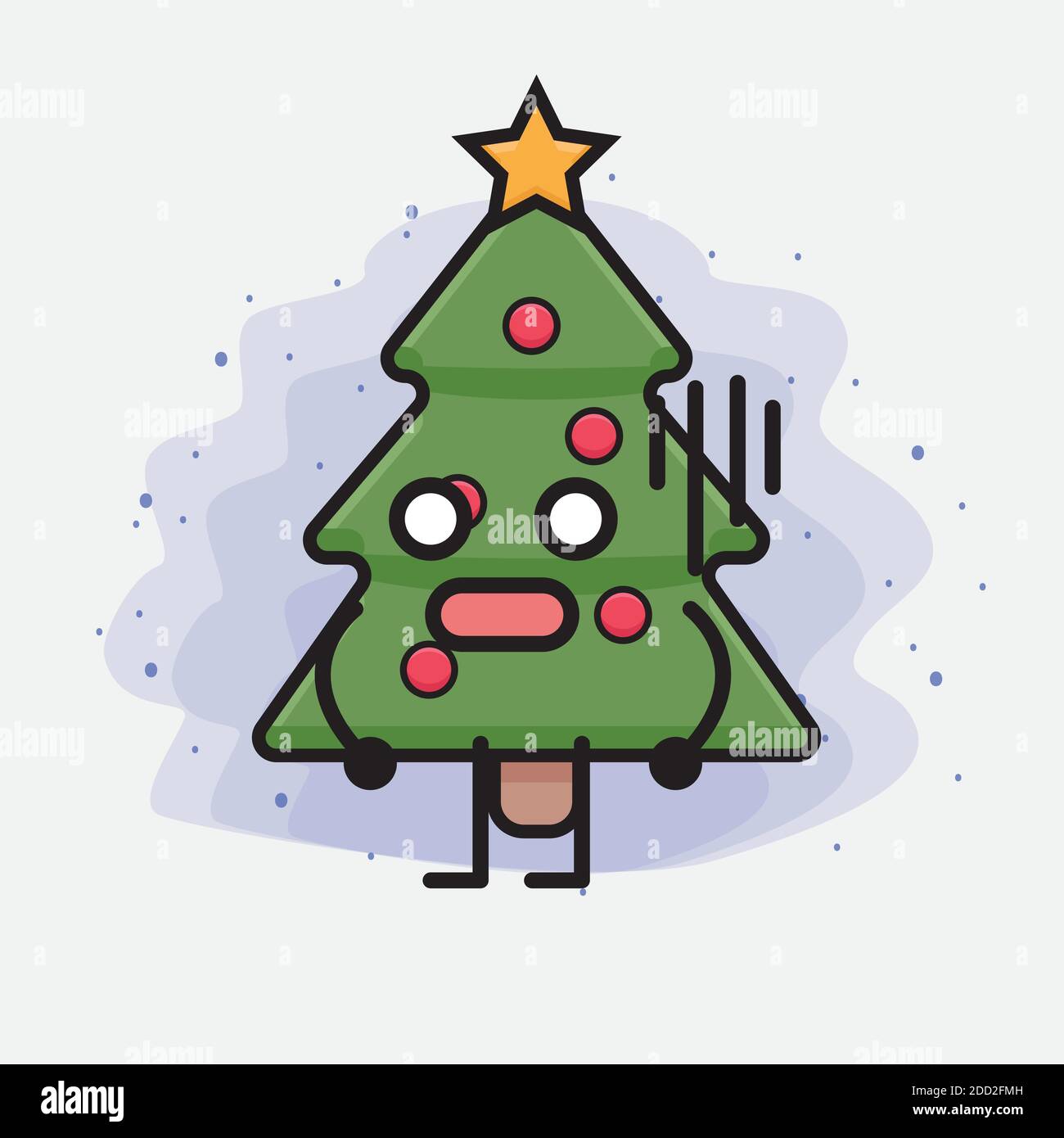 Christmas Tree Cute Icon Character Illustration Stock Vector Image ...