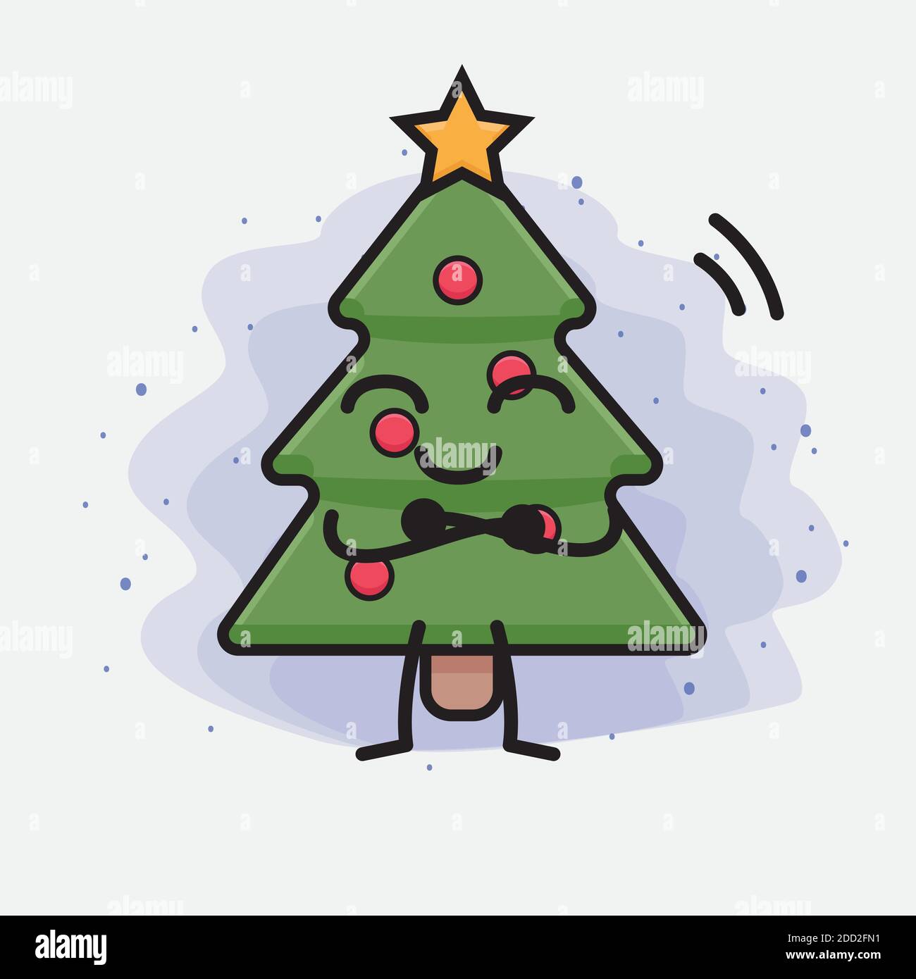 Christmas Tree Cute Icon Character Illustration Stock Vector Image ...