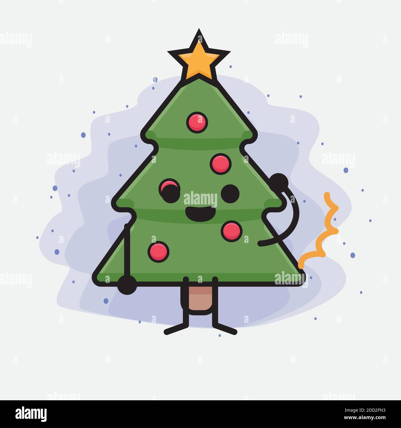 Christmas Tree Cute Icon Character Illustration Stock Vector Image ...