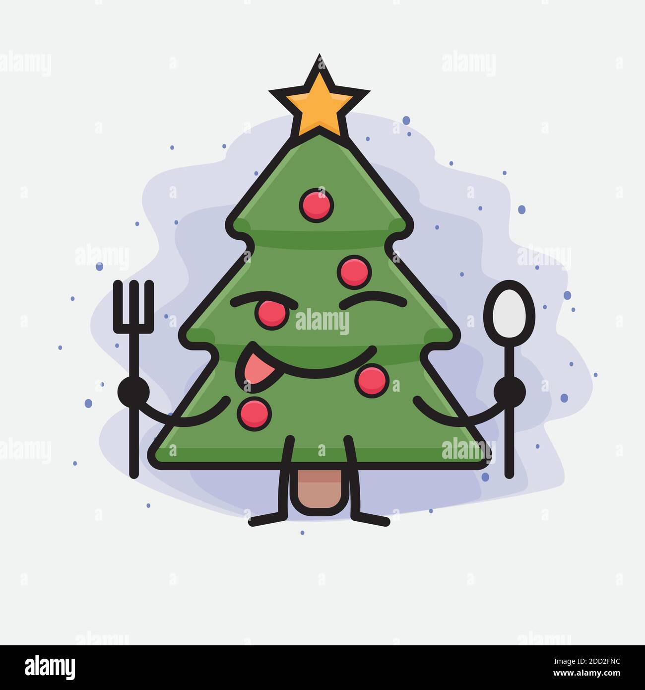 Christmas Tree Cute Icon Character Illustration Stock Vector Image ...