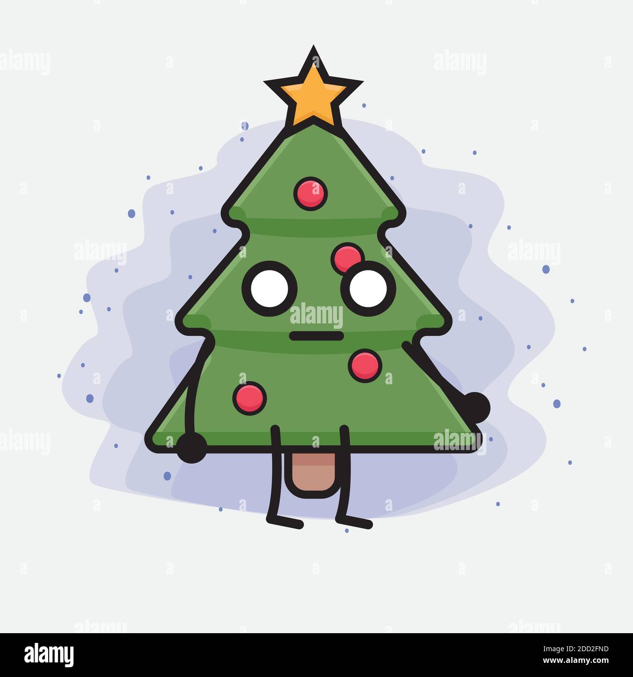 Christmas Tree Cute Icon Character Illustration Stock Vector Image ...