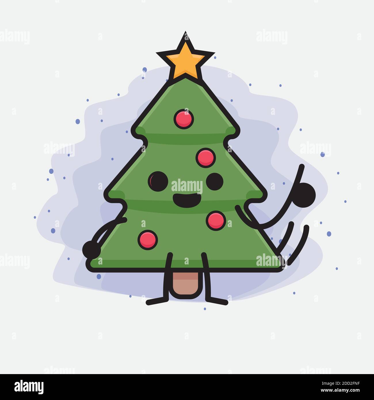 Christmas Tree Cute Icon Character Illustration Stock Vector Image ...