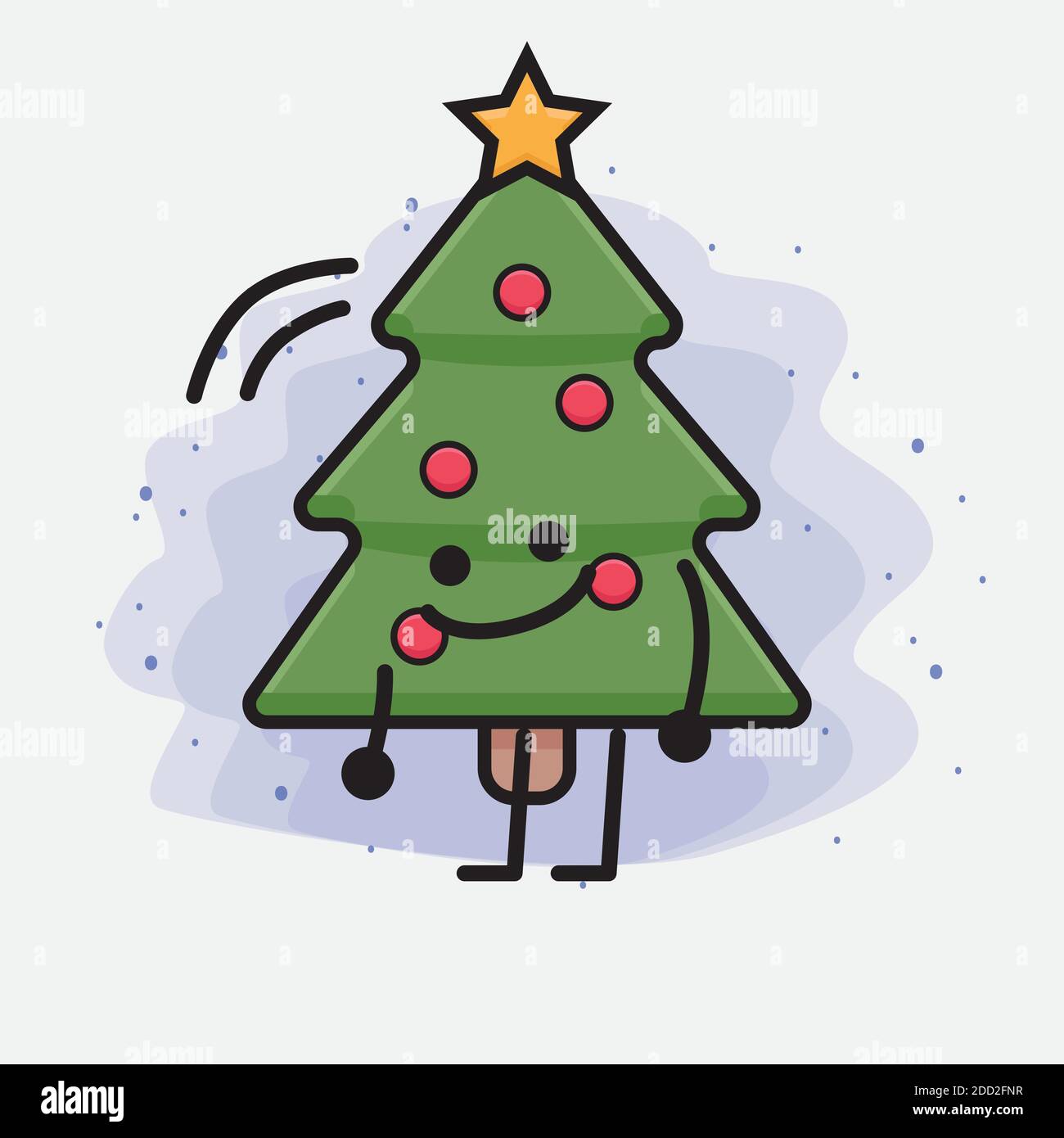 Christmas Tree Cute Icon Character Illustration Stock Vector Image ...