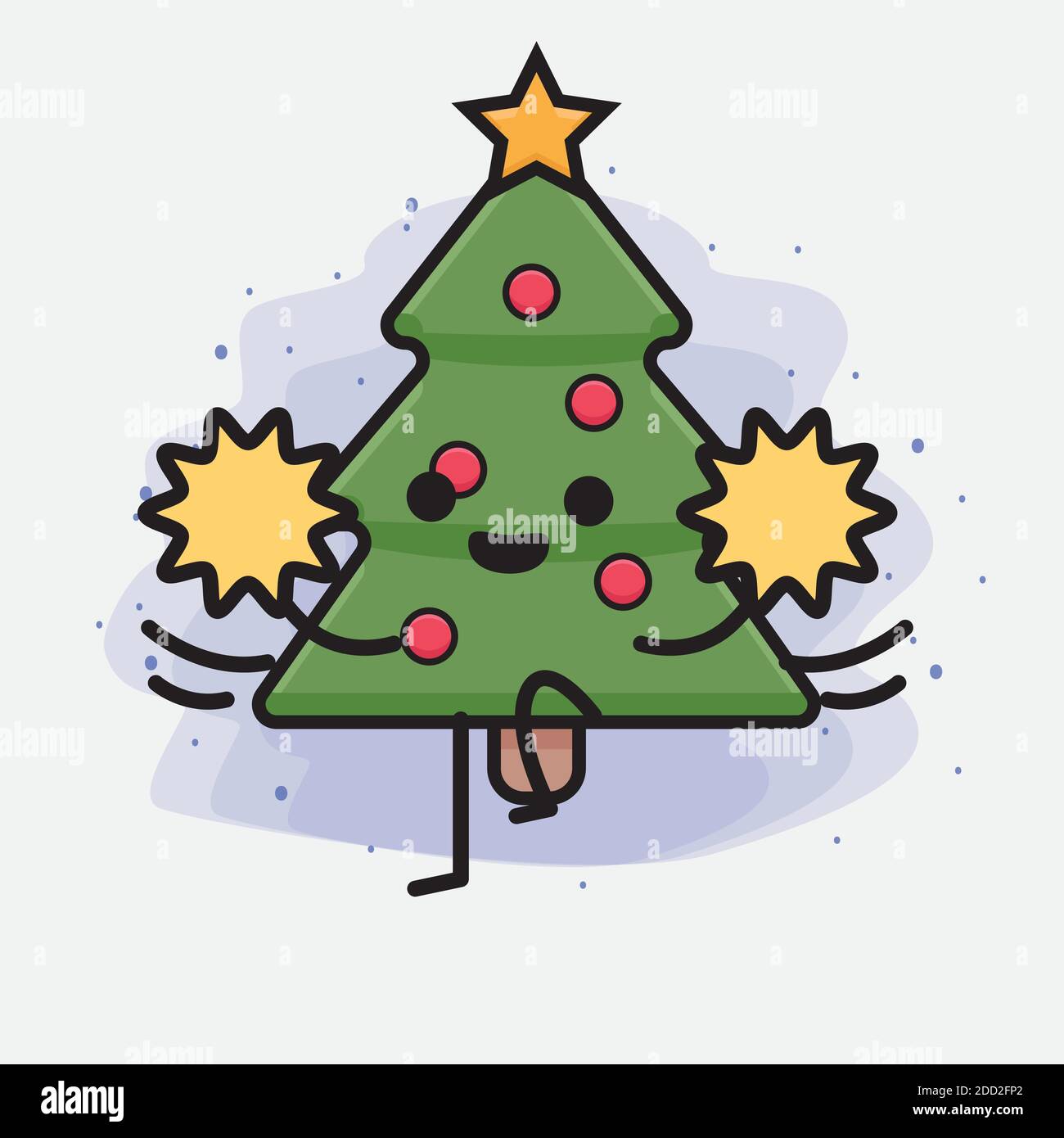 Christmas Tree Cute Icon Character Illustration Stock Vector Image ...