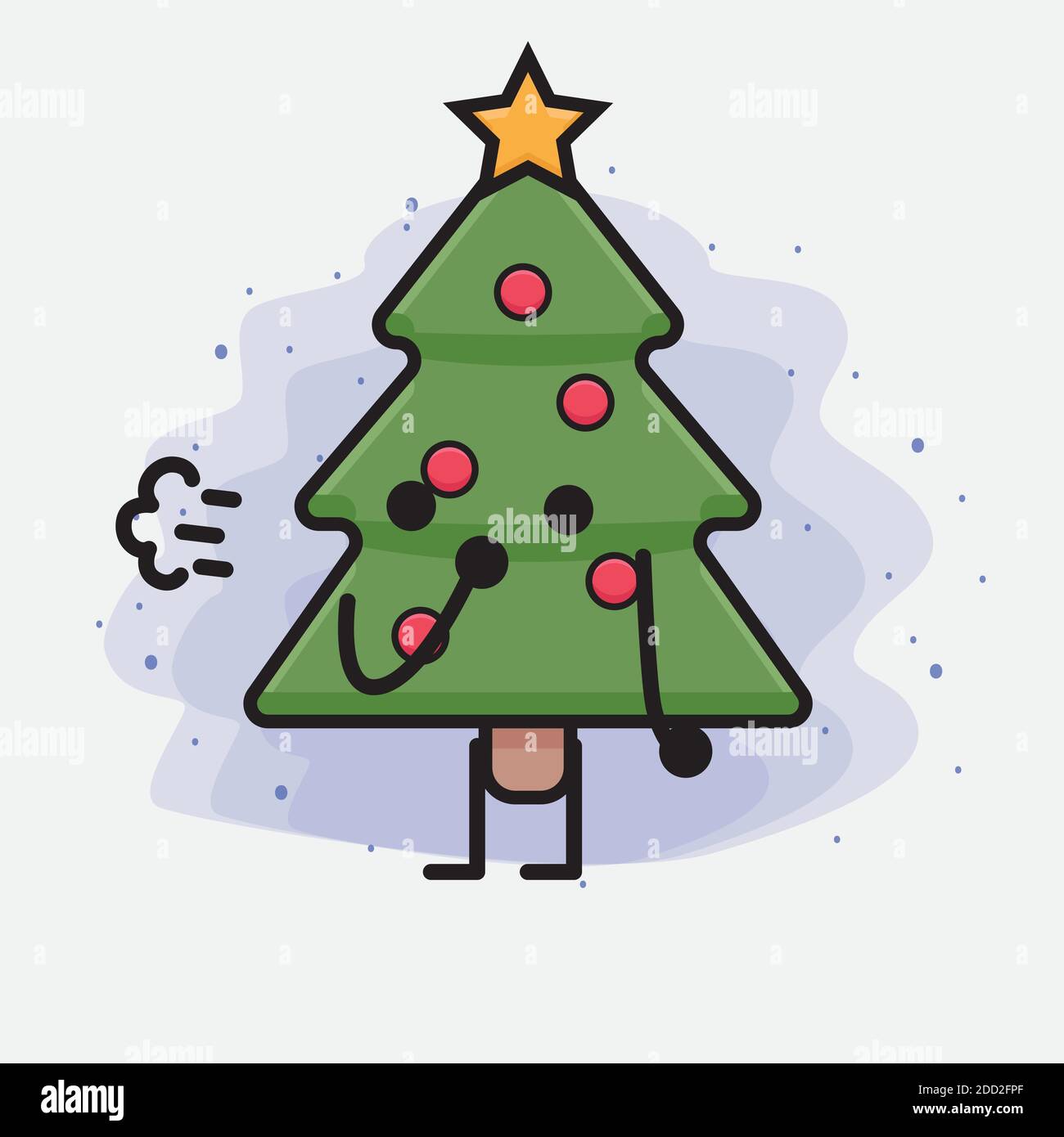 Christmas Tree Cute Icon Character Illustration Stock Vector Image ...