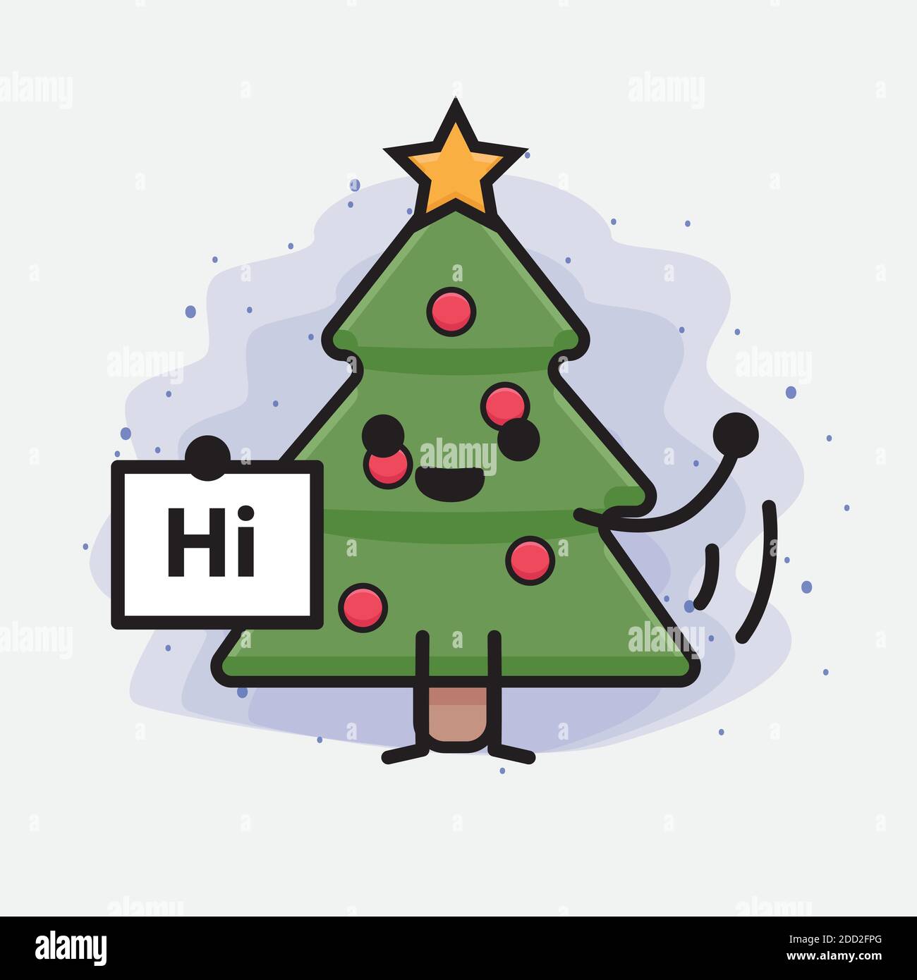 Christmas Tree Cute Icon Character Illustration Stock Vector Image ...
