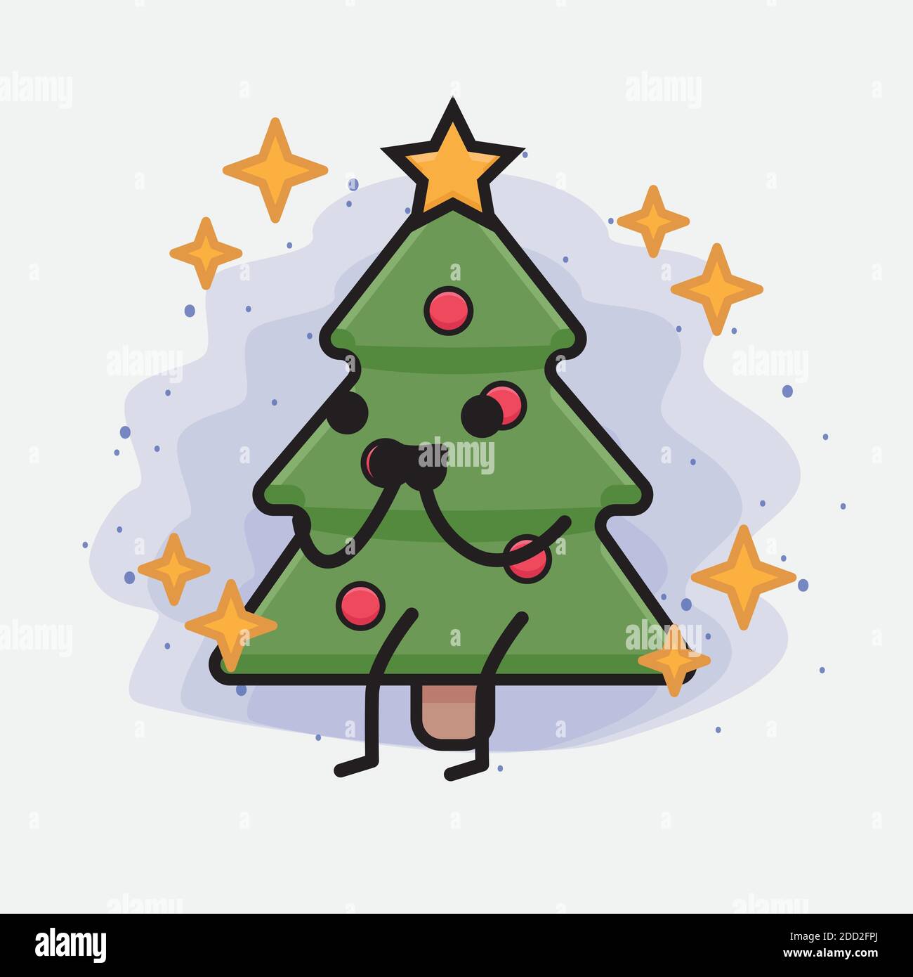 Christmas Tree Cute Icon Character Illustration Stock Vector Image ...