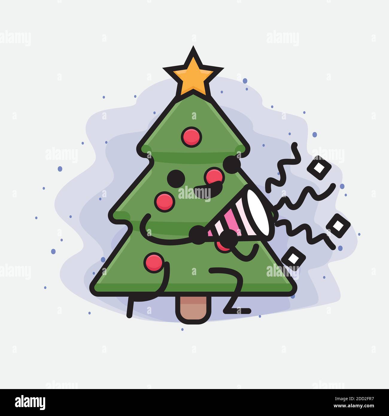 Christmas Tree Cute Icon Character Illustration Stock Vector Image ...