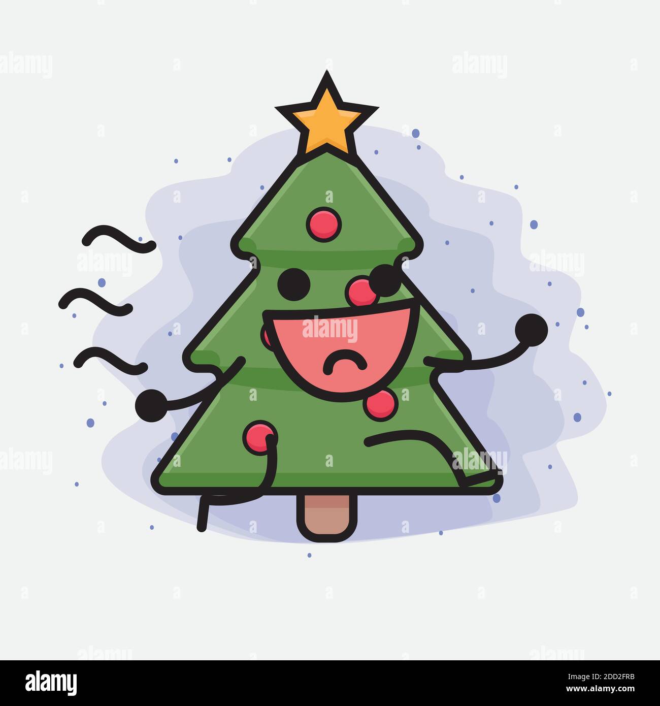 Christmas Tree Cute Icon Character Illustration Stock Vector Image ...