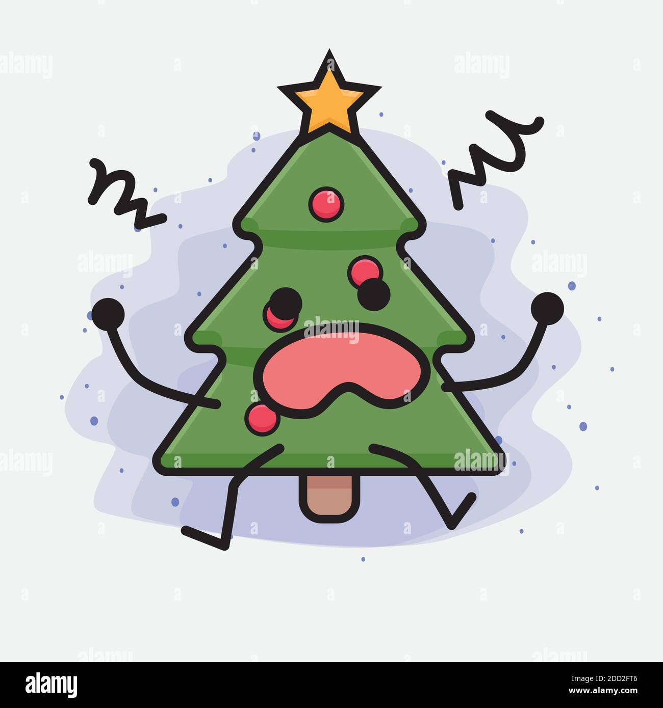 Christmas Tree Cute Icon Character Illustration Stock Vector Image ...