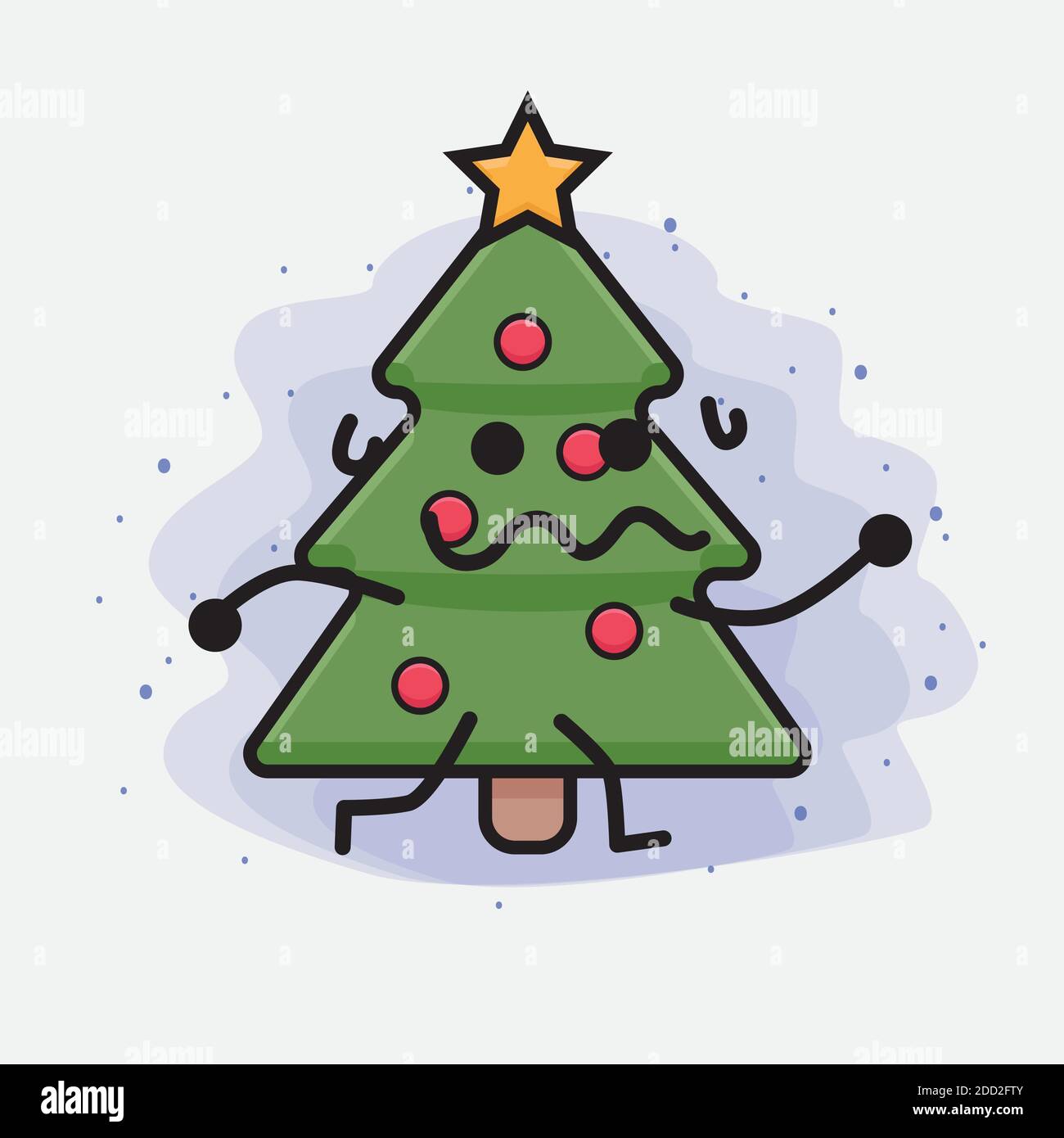 Christmas Tree Cute Icon Character Illustration Stock Vector Image ...
