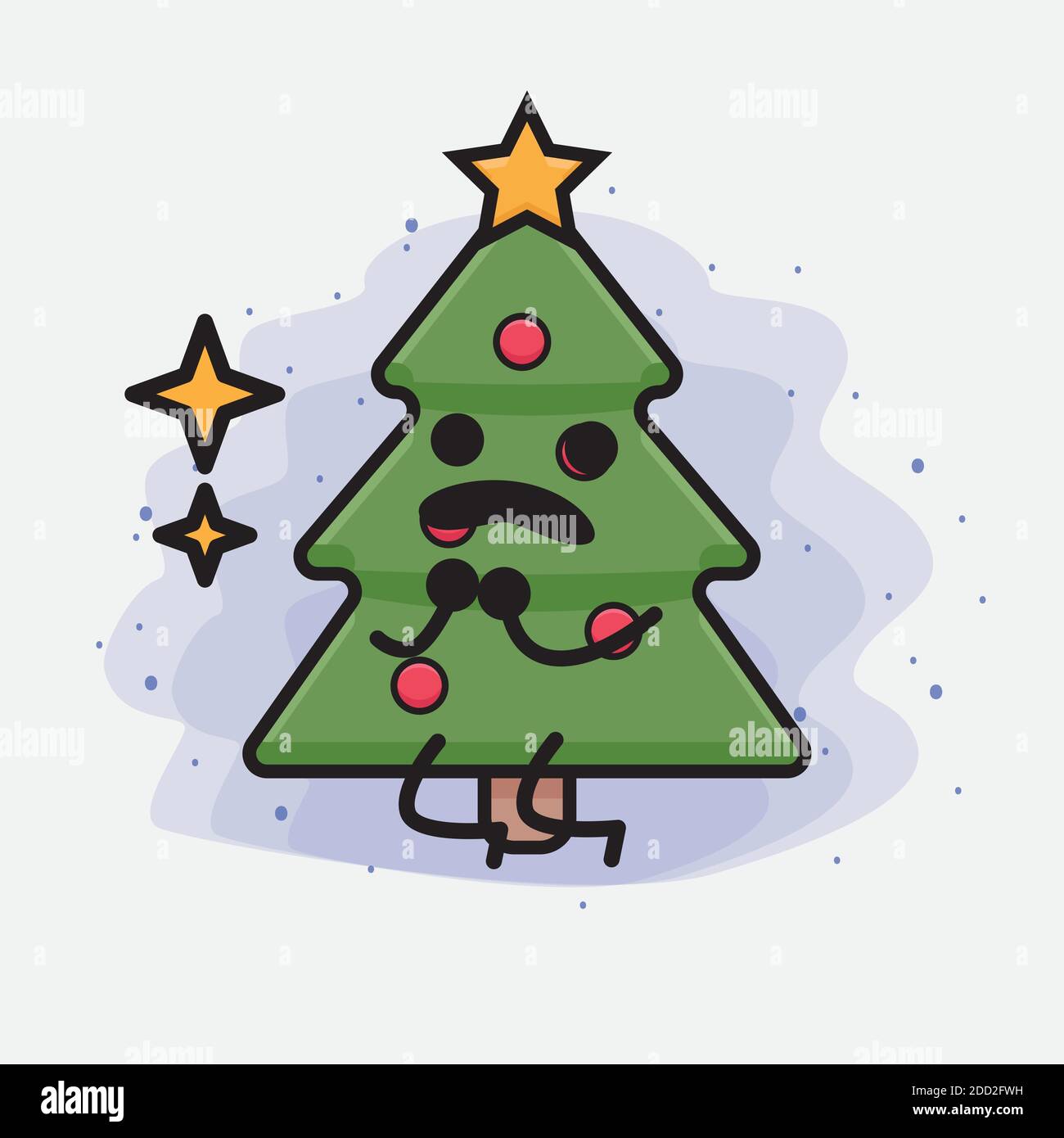 Christmas Tree Cute Icon Character Illustration Stock Vector Image ...