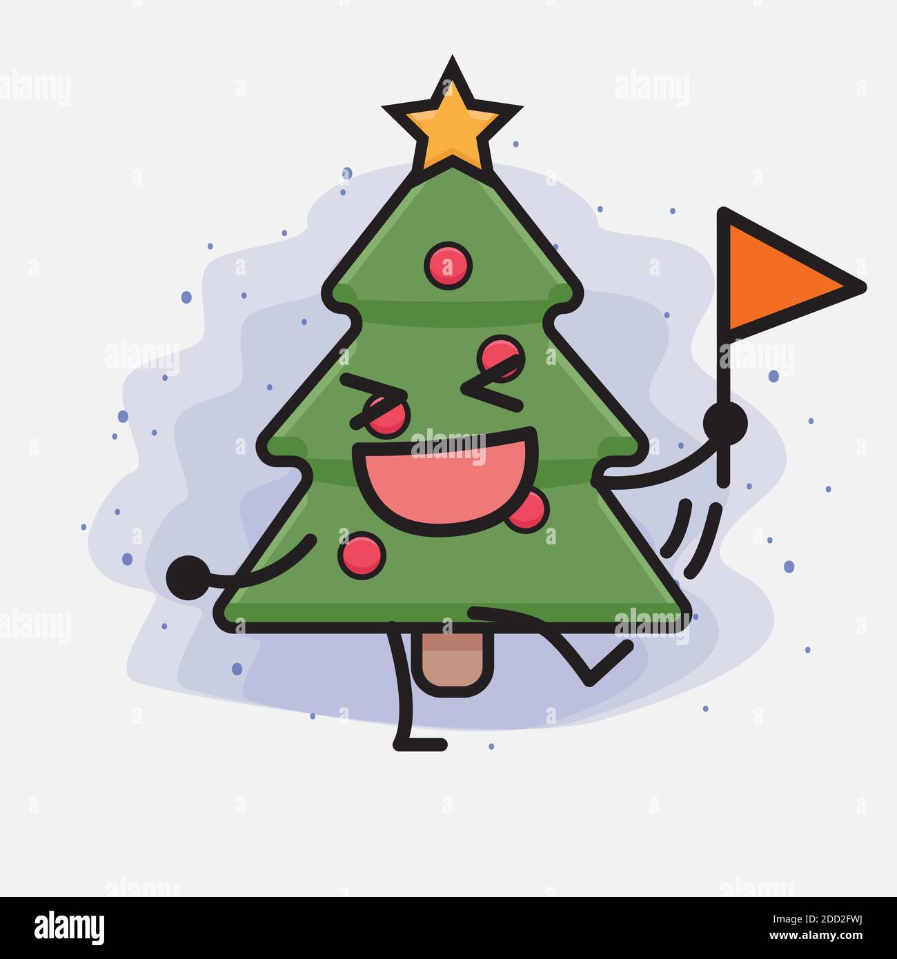 Christmas Tree Cute Icon Character Illustration Stock Vector Image ...