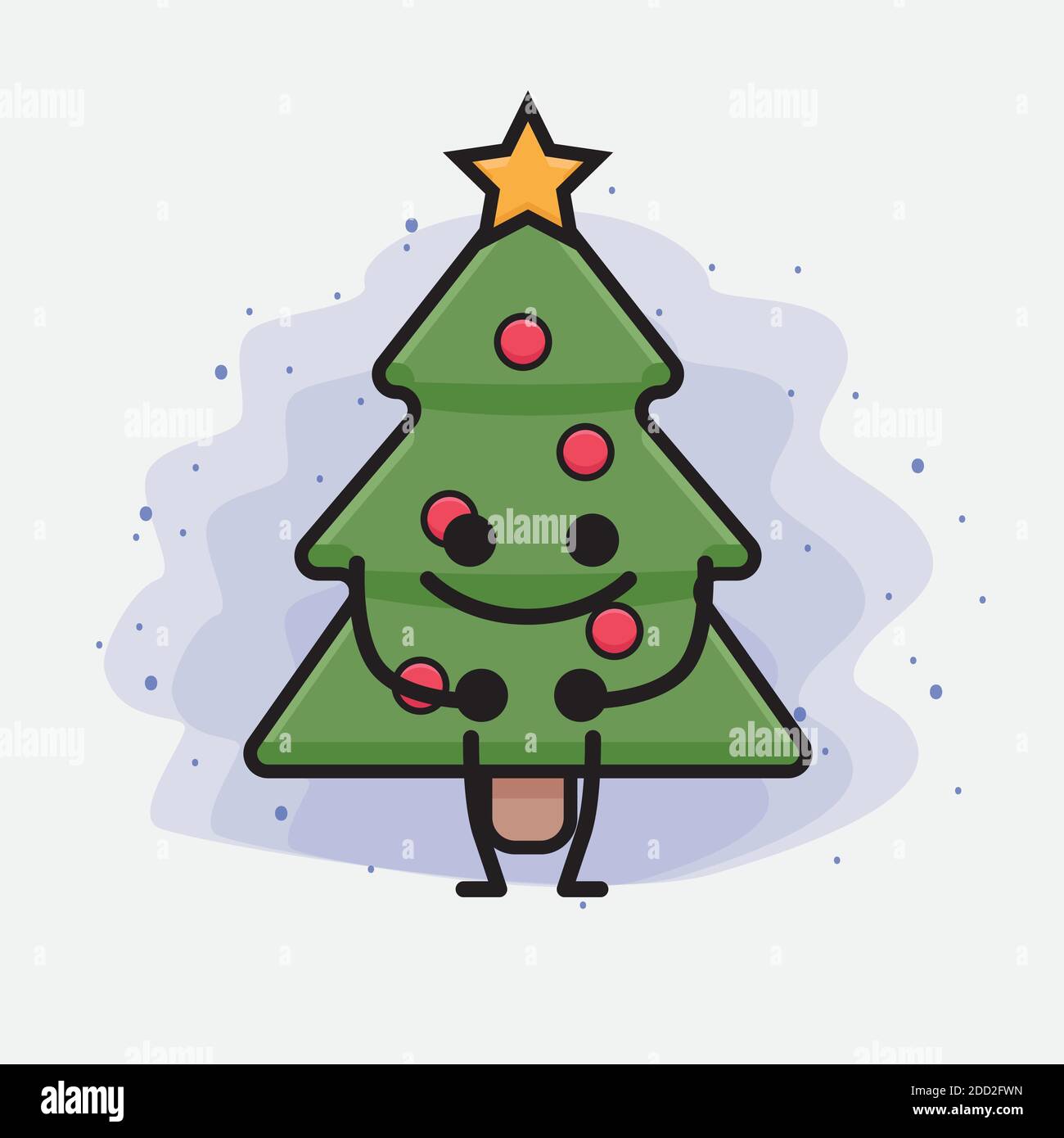 Christmas Tree Cute Icon Character Illustration Stock Vector Image ...