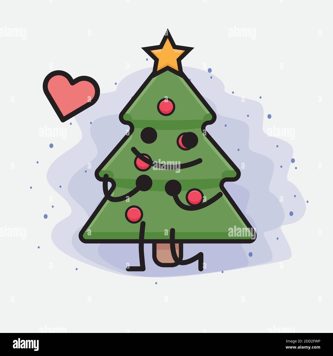 Christmas Tree Cute Icon Character Illustration Stock Vector Image ...