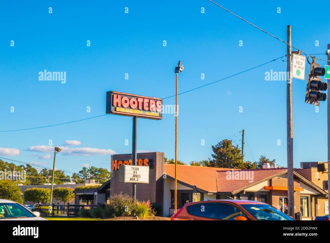 Augusta, Ga / USA - 11 20 20: Hooters Restaurant street sign and ...