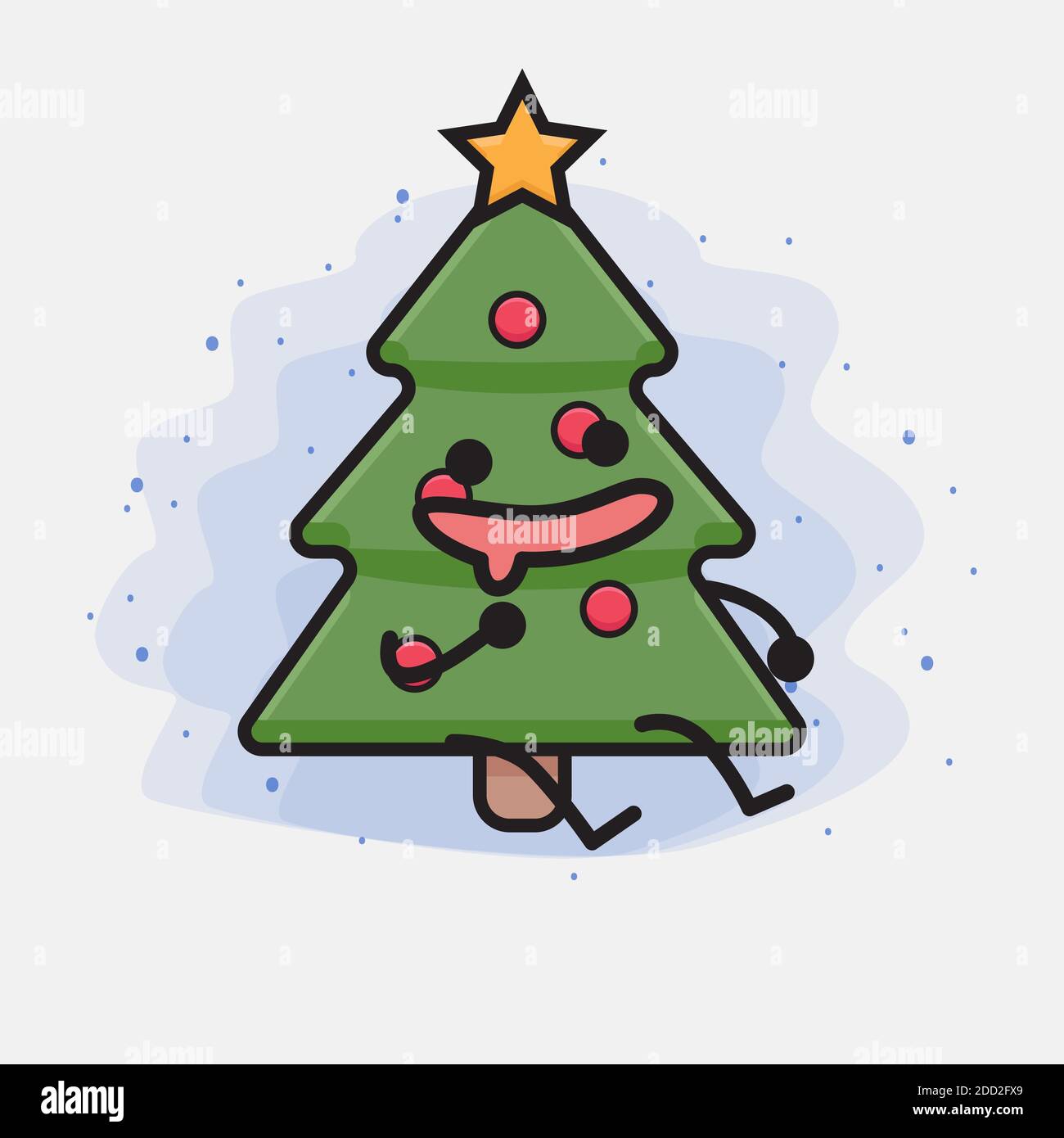 Christmas Tree Cute Icon Character Illustration Stock Vector Image ...