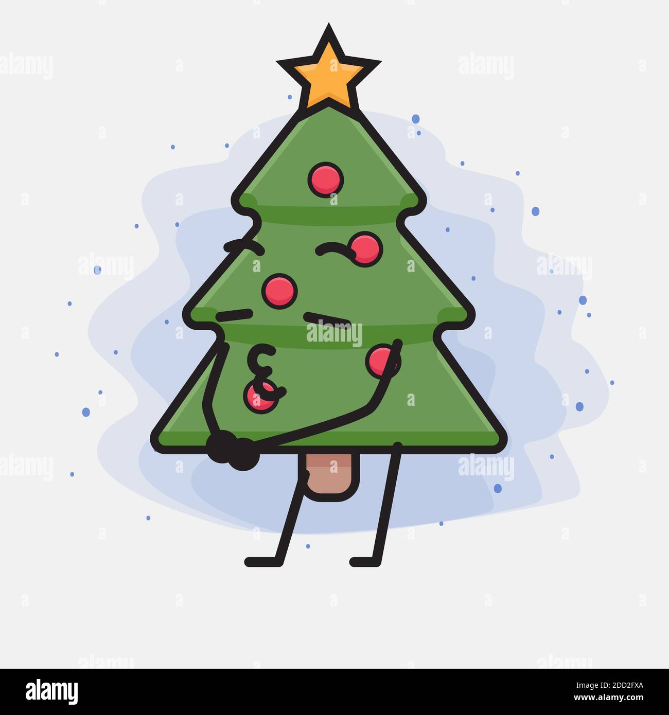 Christmas Tree Cute Icon Character Illustration Stock Vector Image ...