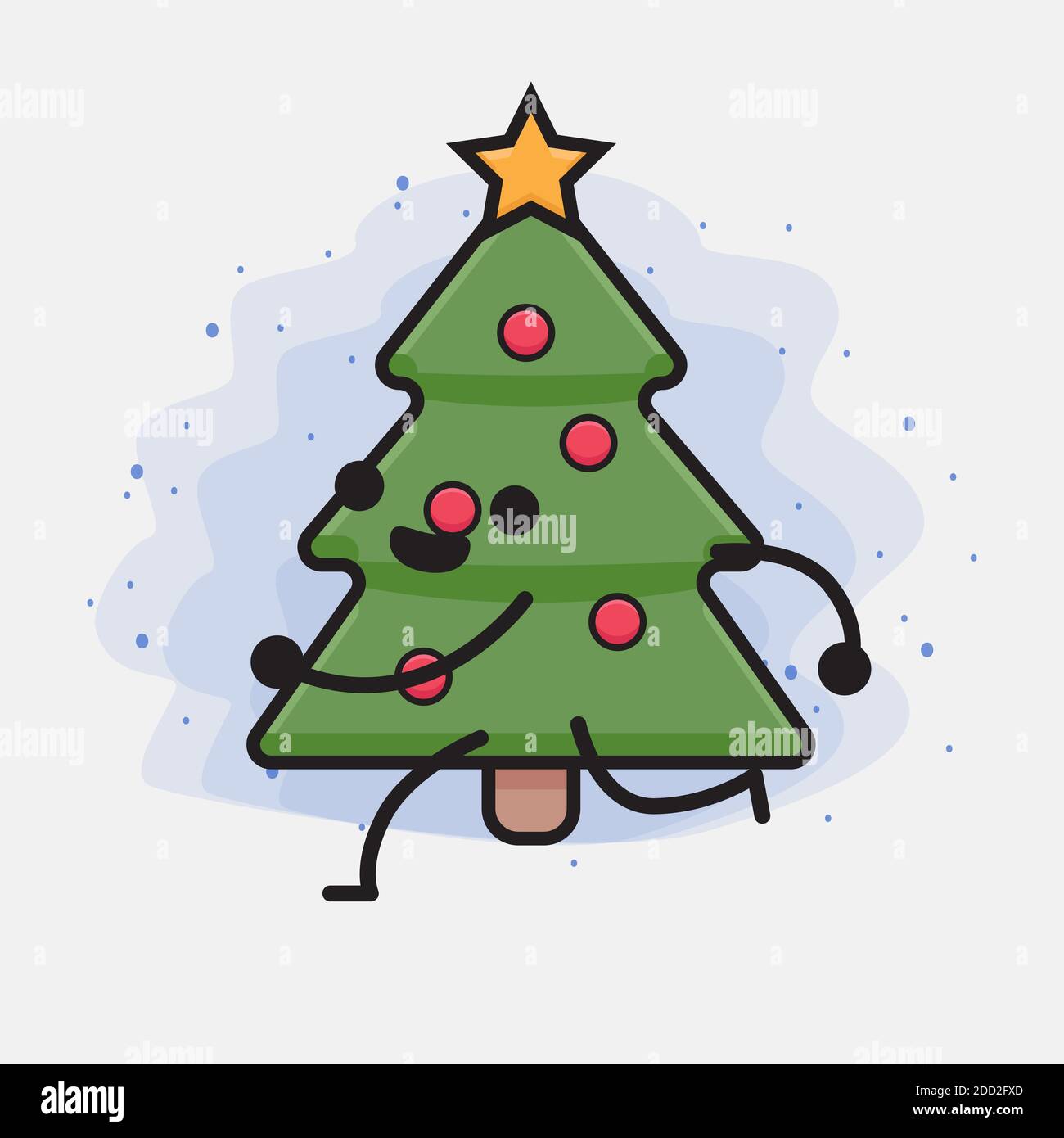 Christmas Tree Cute Icon Character Illustration Stock Vector Image ...