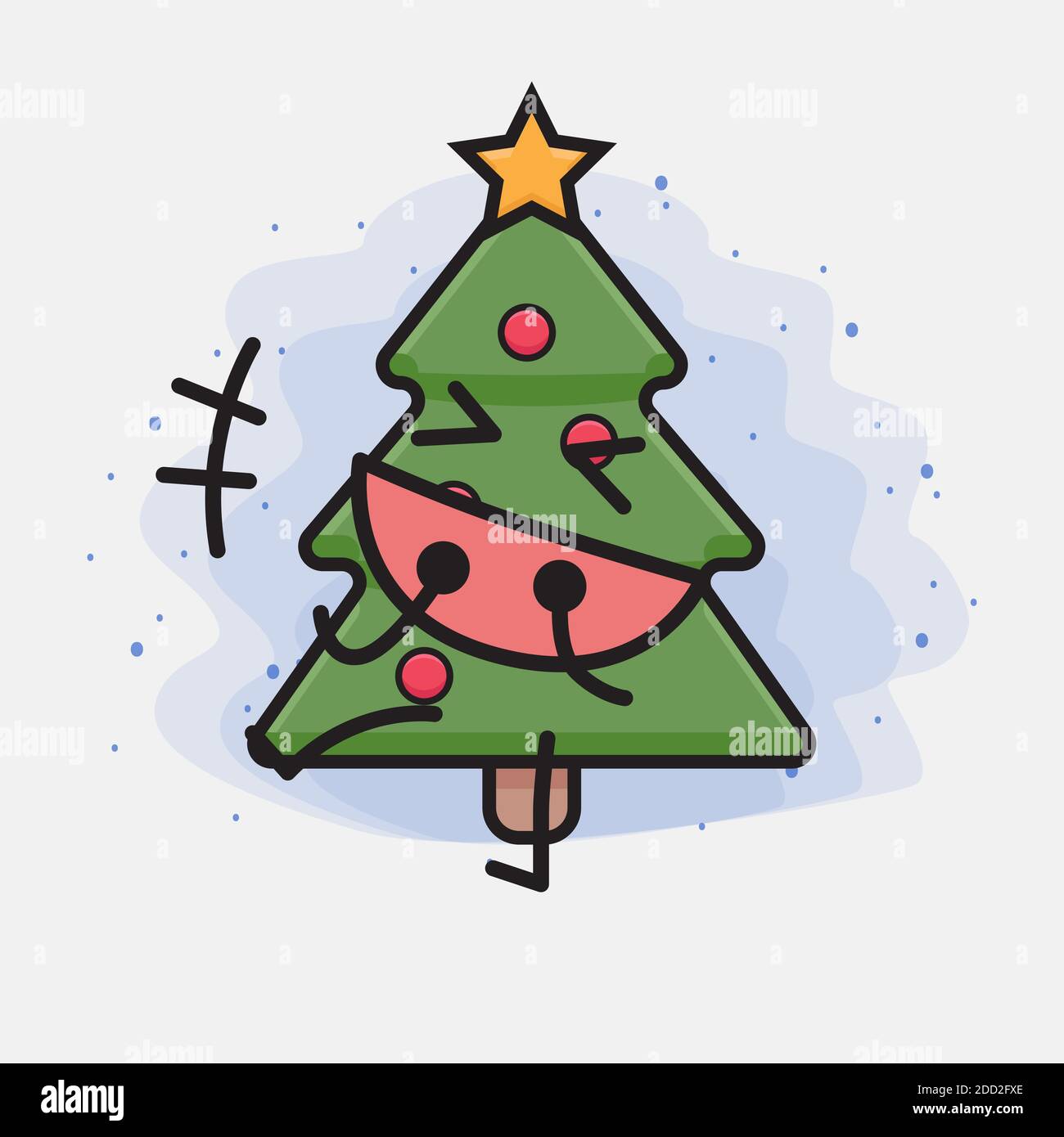 Christmas Tree Cute Icon Character Illustration Stock Vector Image ...