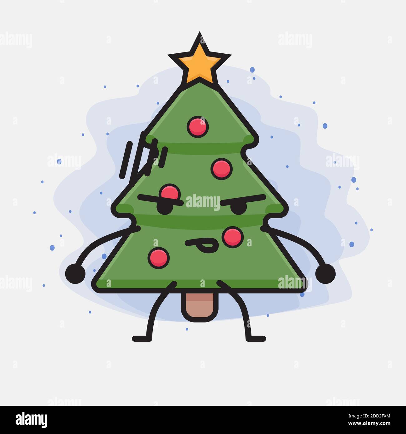 Christmas Tree Cute Icon Character Illustration Stock Vector Image ...