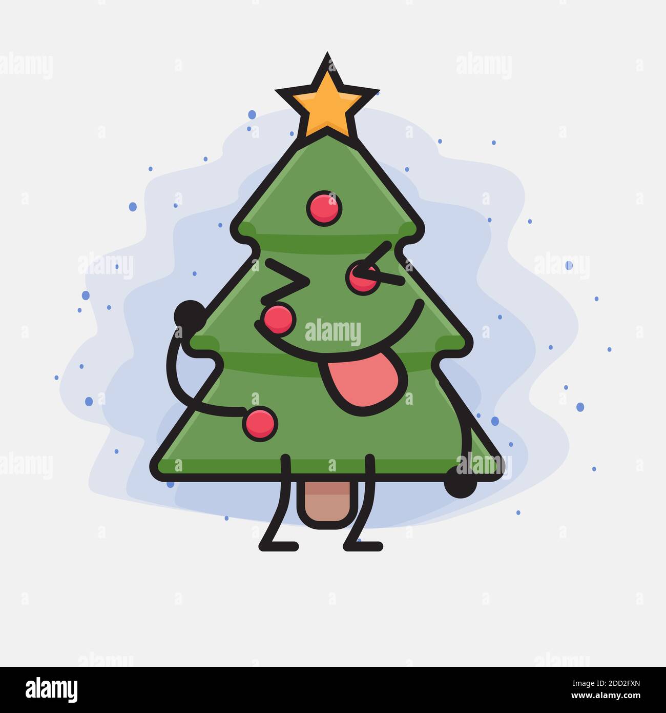 Christmas Tree Cute Icon Character Illustration Stock Vector Image ...