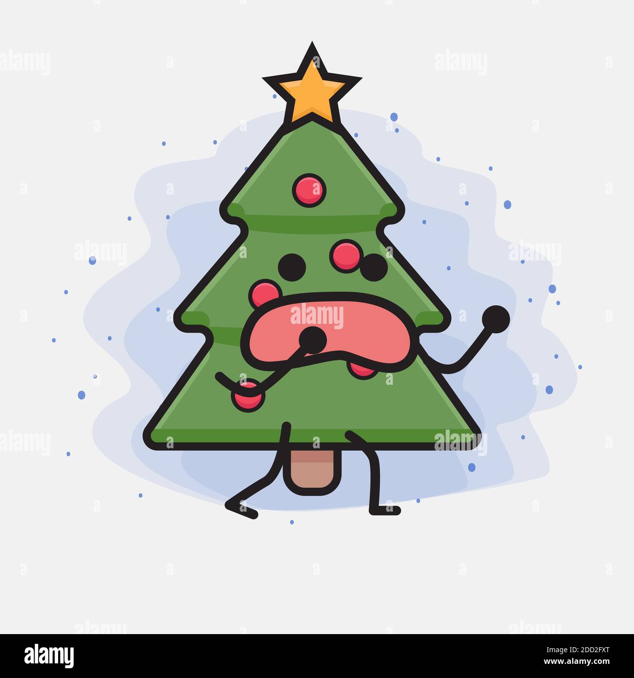 Christmas Tree Cute Icon Character Illustration Stock Vector Image ...