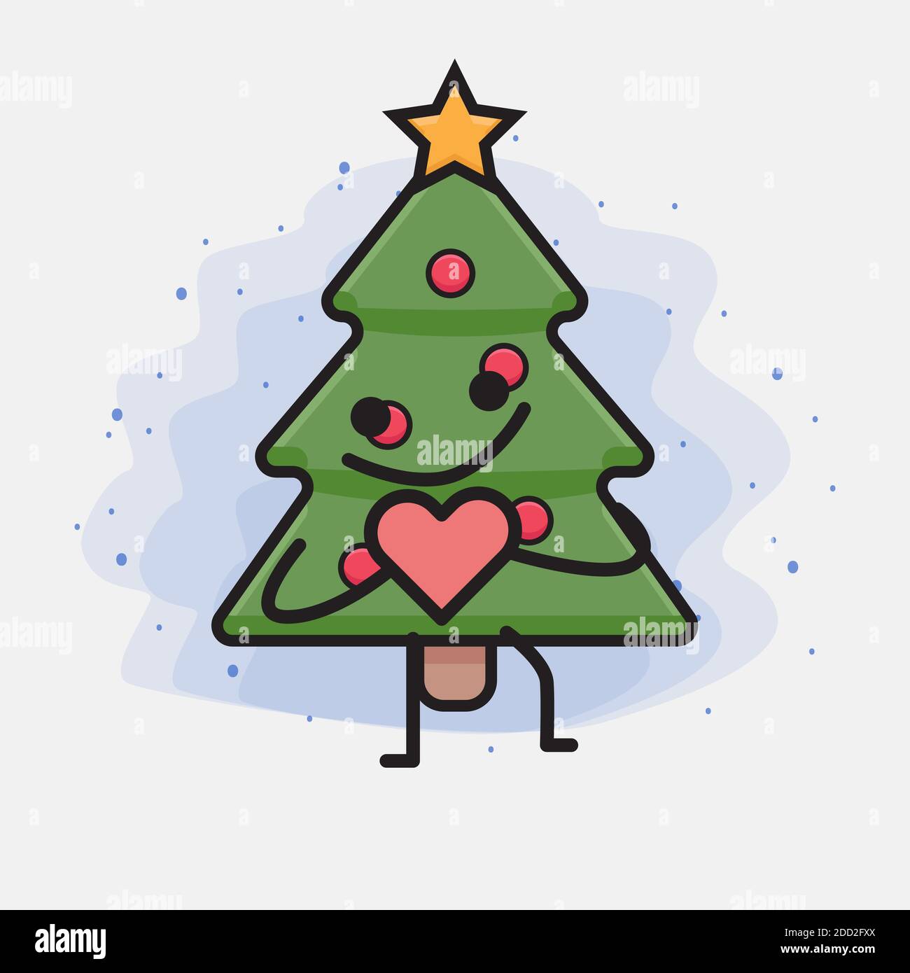 Christmas Tree Cute Icon Character Illustration Stock Vector Image ...