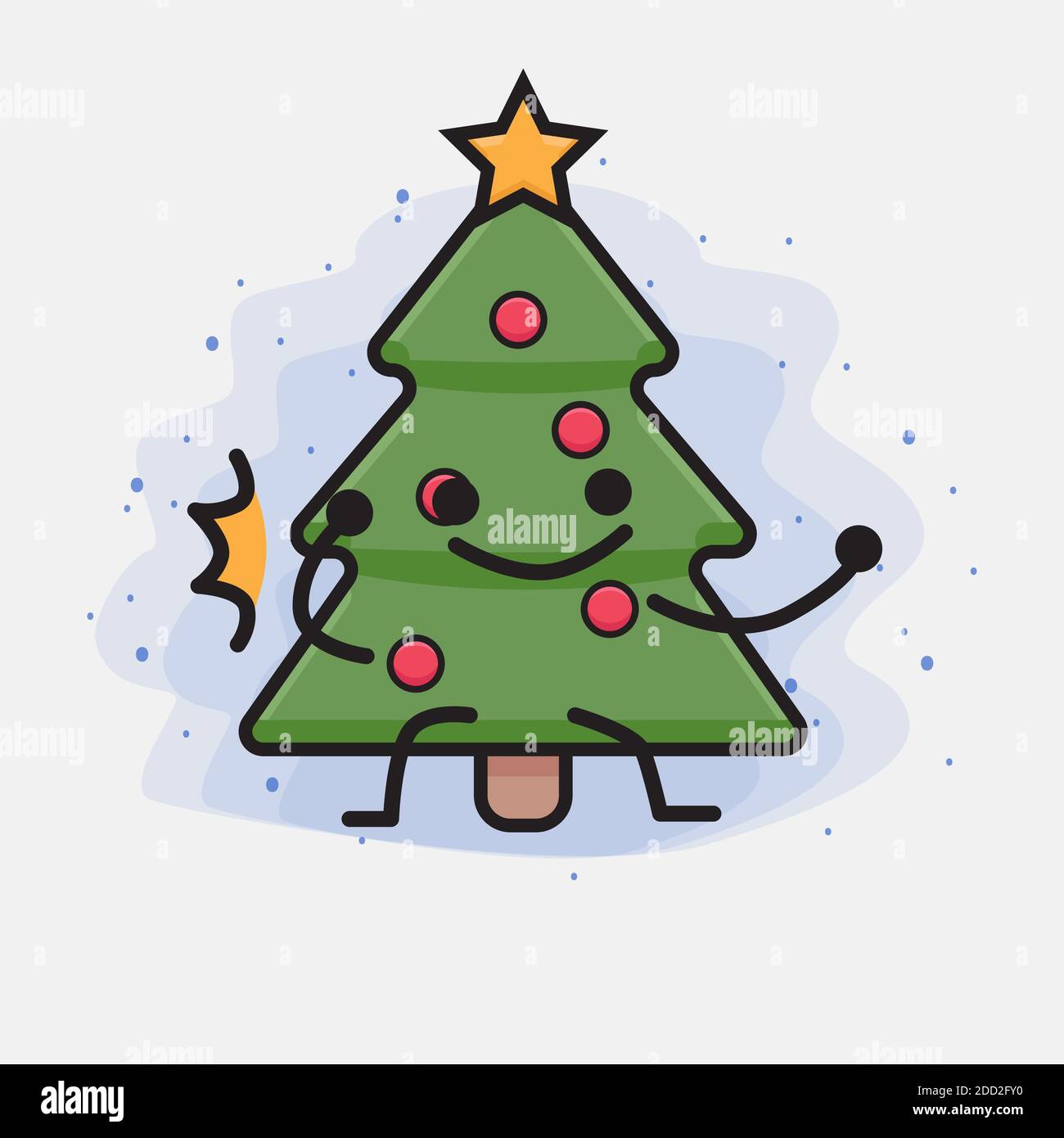 Christmas Tree Cute Icon Character Illustration Stock Vector Image ...