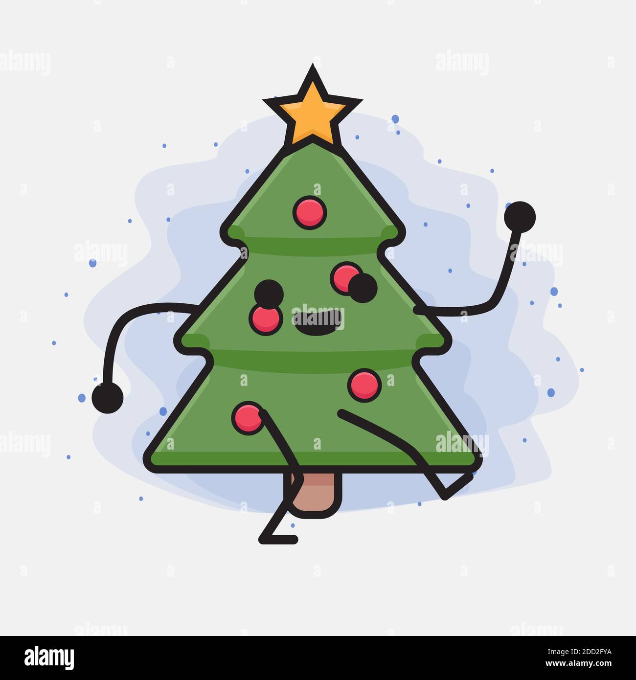 Christmas Tree Cute Icon Character Illustration Stock Vector Image ...