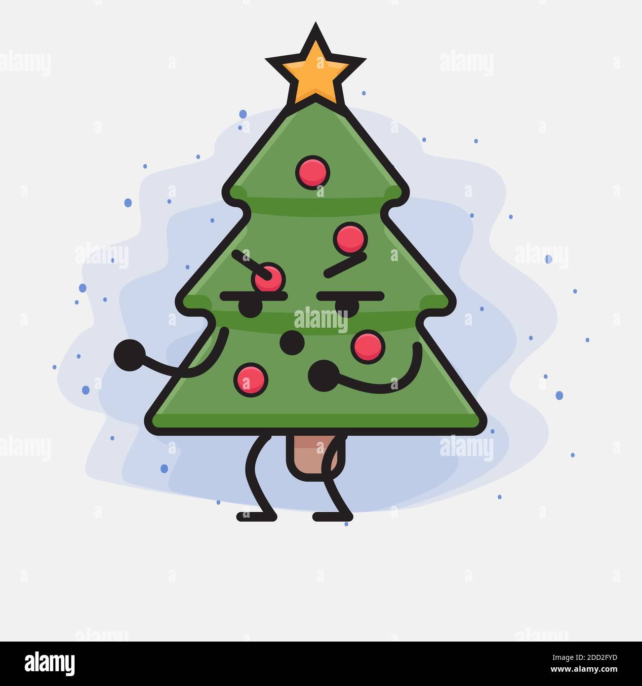 Christmas Tree Cute Icon Character Illustration Stock Vector Image ...