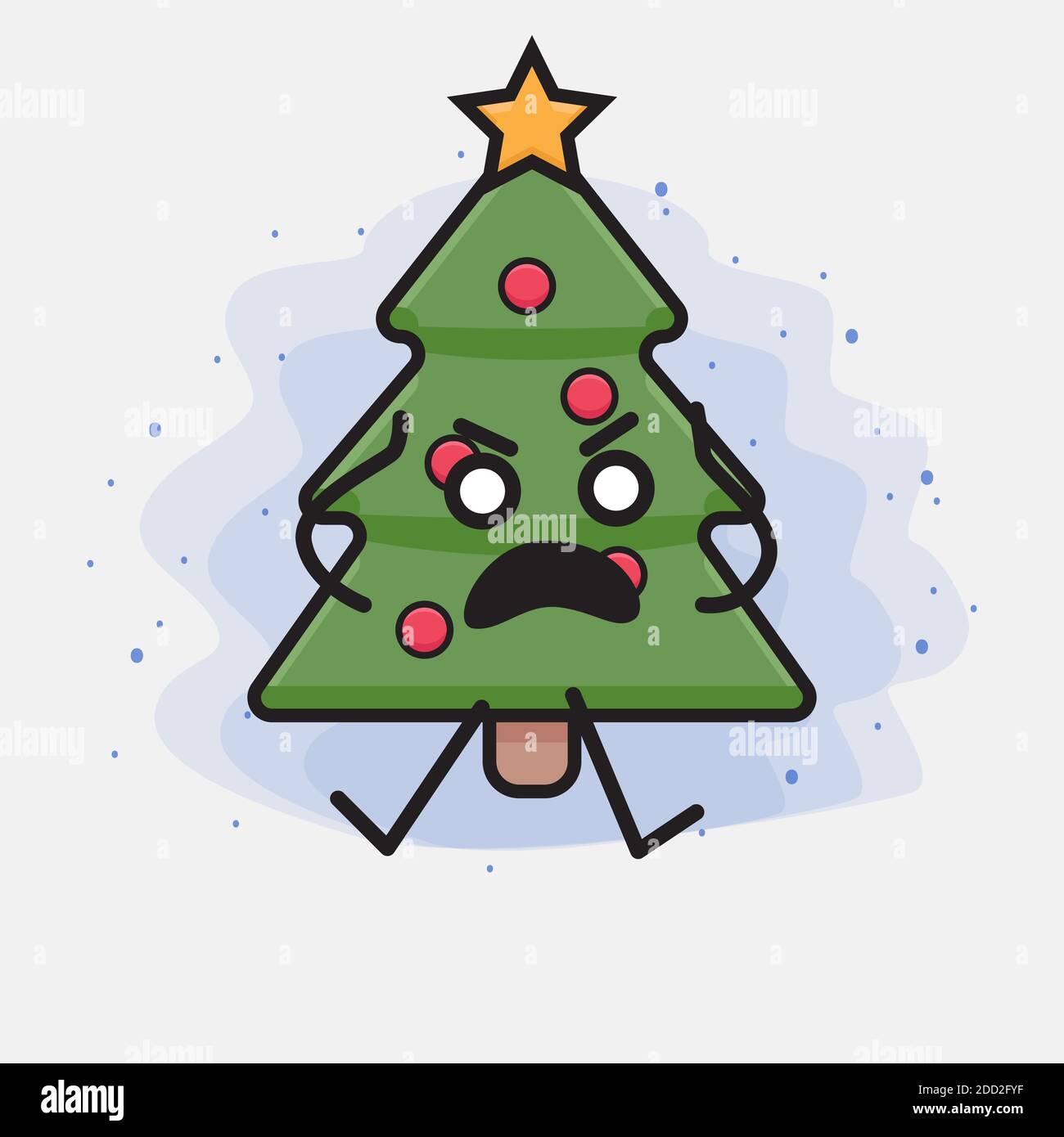 Christmas Tree Cute Icon Character Illustration Stock Vector Image ...