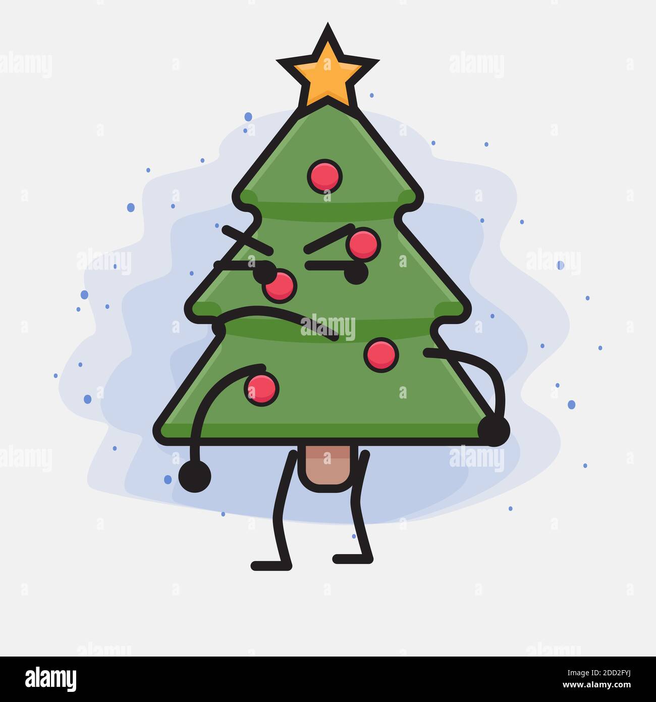 Christmas Tree Cute Icon Character Illustration Stock Vector Image ...