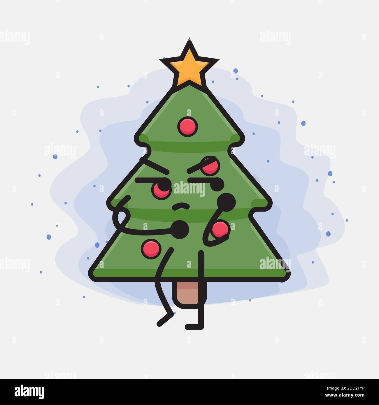 Christmas Tree Cute Icon Character Illustration Stock Vector Image ...