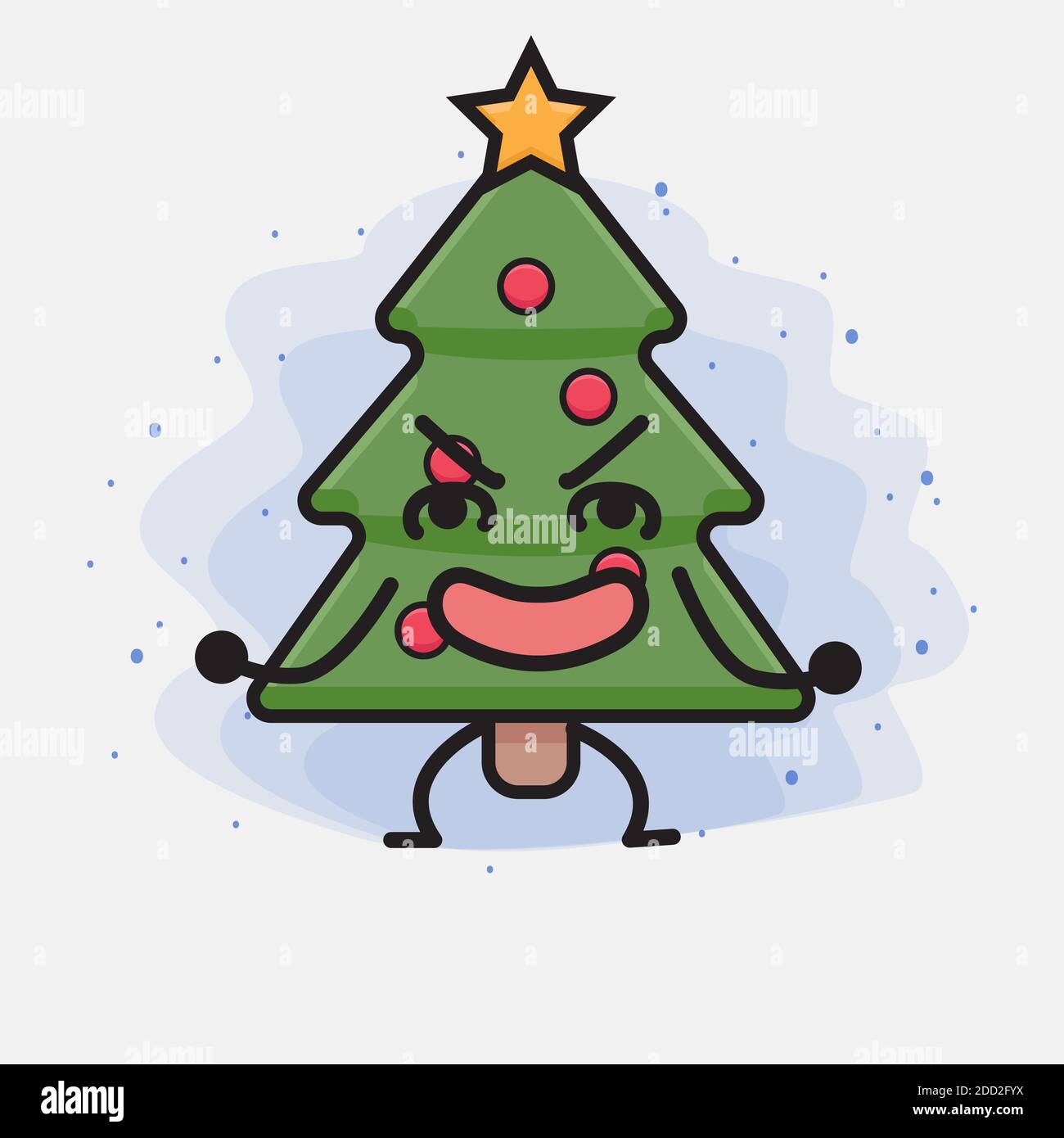 Christmas Tree Cute Icon Character Illustration Stock Vector Image ...
