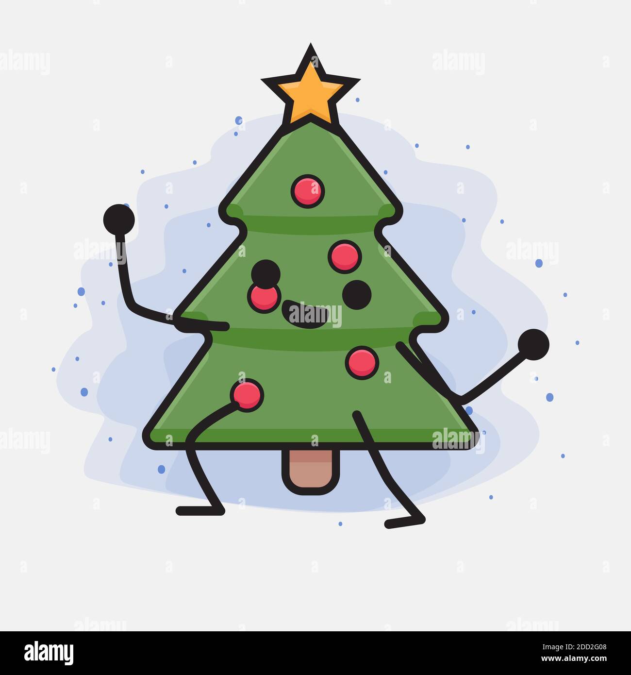 Christmas Tree Cute Icon Character Illustration Stock Vector Image ...