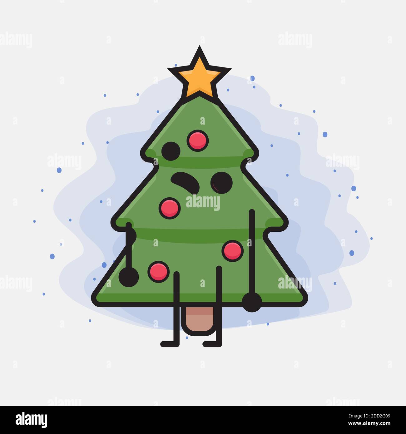 Christmas Tree Cute Icon Character Illustration Stock Vector Image ...