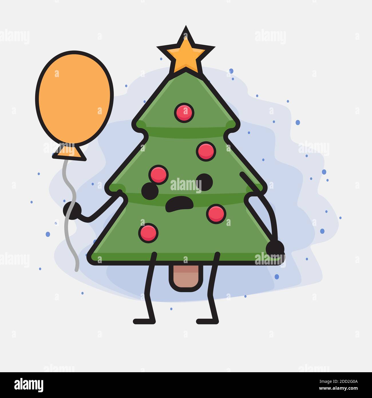 Christmas Tree Cute Icon Character Illustration Stock Vector Image ...