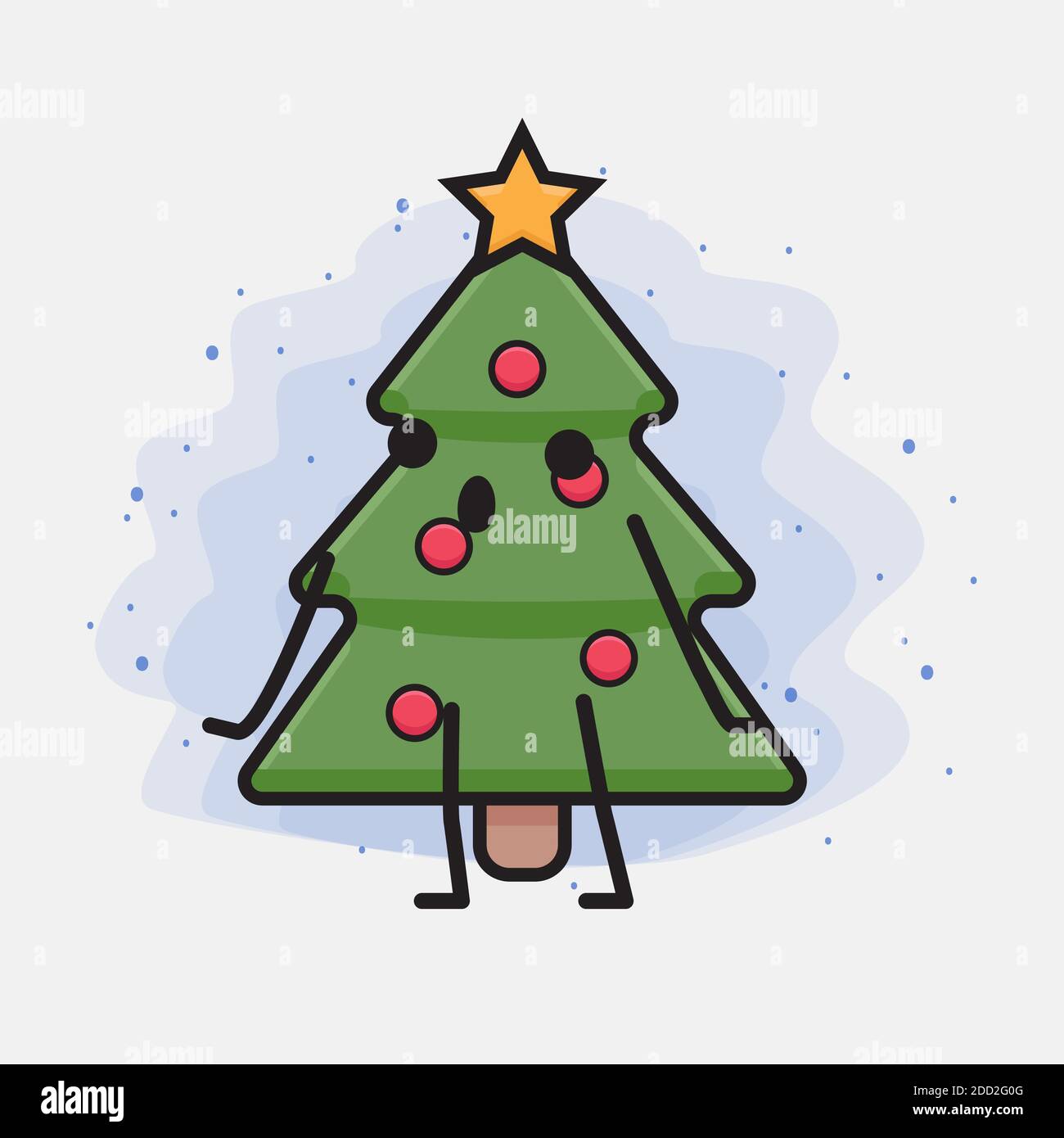 Christmas Tree Cute Icon Character Illustration Stock Vector Image ...