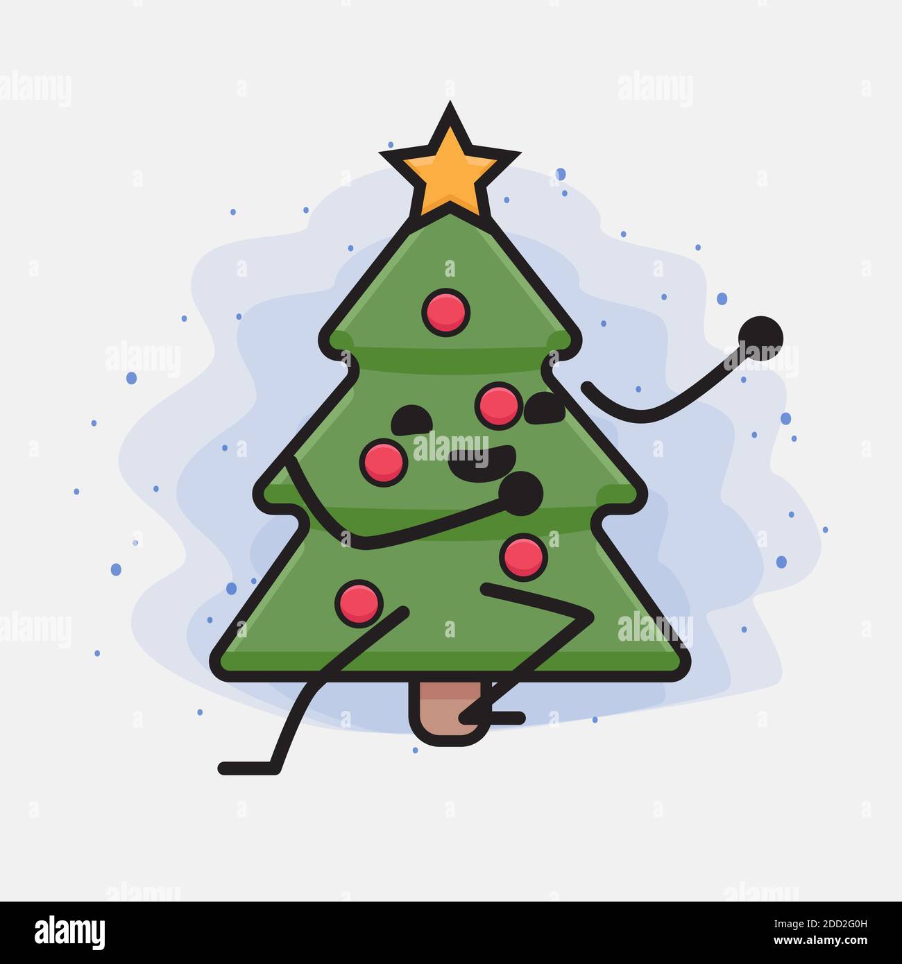 Christmas Tree Cute Icon Character Illustration Stock Vector Image ...