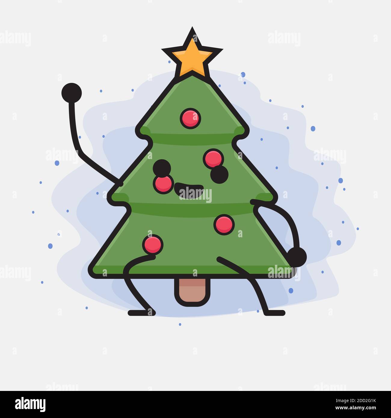 Christmas Tree Cute Icon Character Illustration Stock Vector Image ...