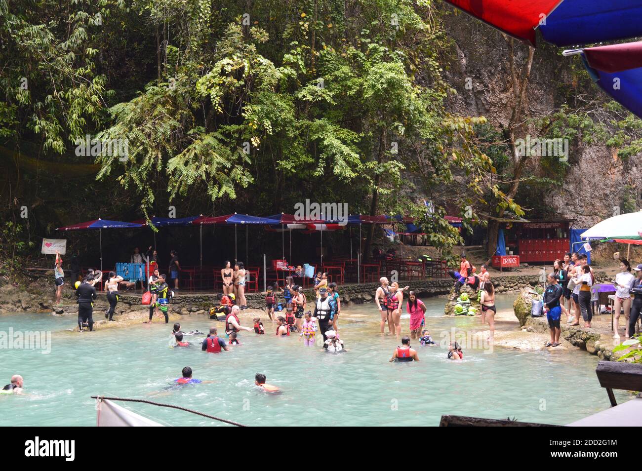 Kawasan Falls, Cebu/Philippines - January 15, 2020: Crowded Kawasan ...